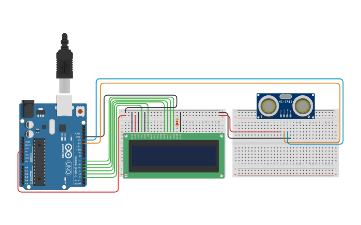 Circuit design pantalla led con sensor - Tinkercad