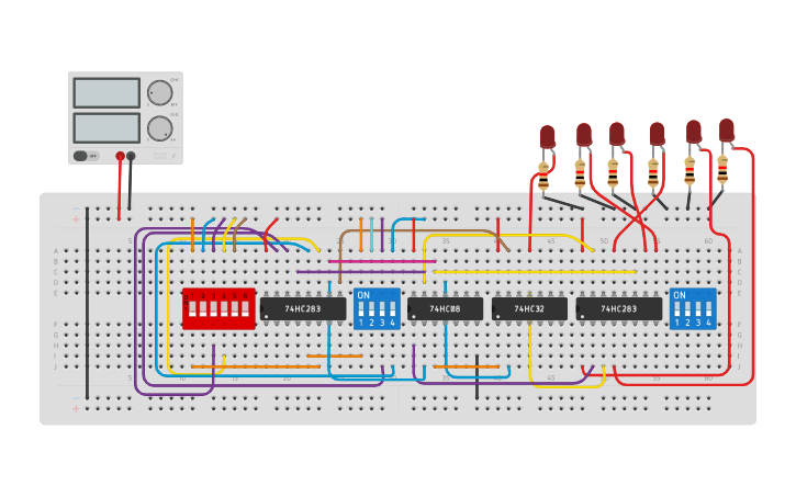 Circuit design BCD ADDER - Tinkercad
