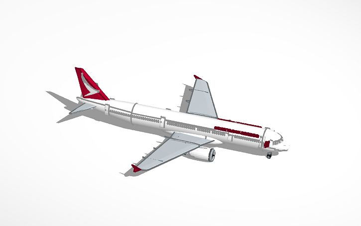 3D design Cathay Dragon Airbus A321-200 (v2 style) - Tinkercad