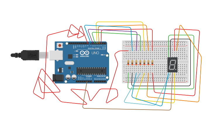 Circuit design LAB5 7Segment - Tinkercad