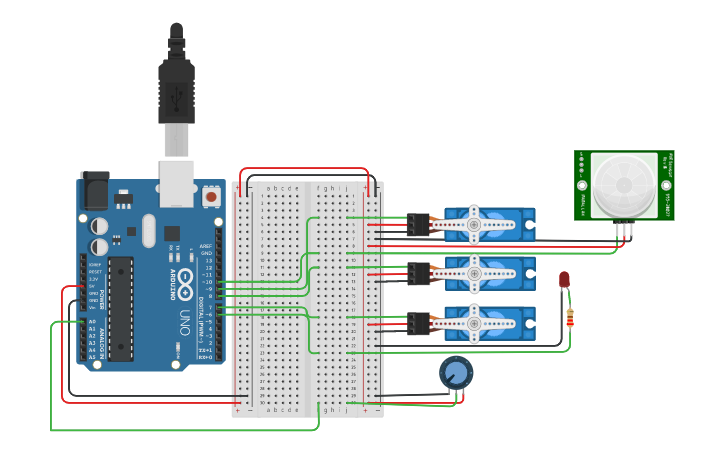 Circuit design Arduino Servo Motor + PWM + LED + PIR Sensor 2.กิตติกร ...