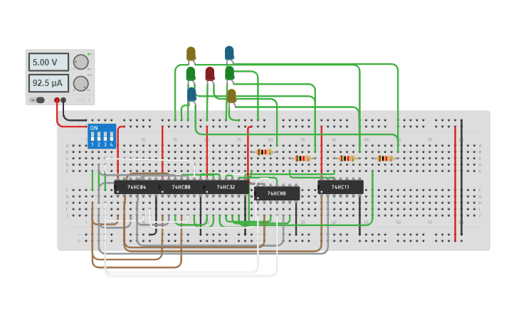 Circuit design Task3: Digital Dice Decoder - Tinkercad