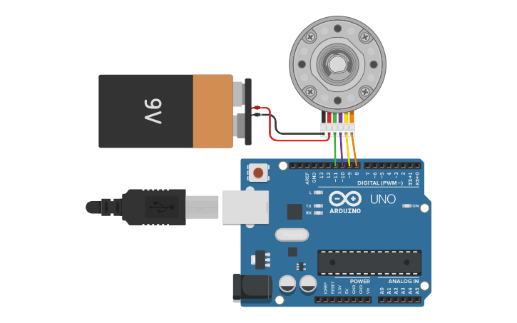 Circuit design Stepper motor - Tinkercad