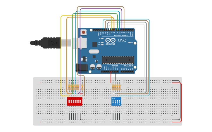 Circuit design Process byte/binary | Tinkercad
