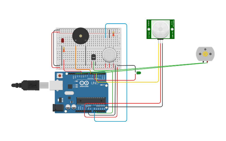 Circuit design fire alarm system - Tinkercad