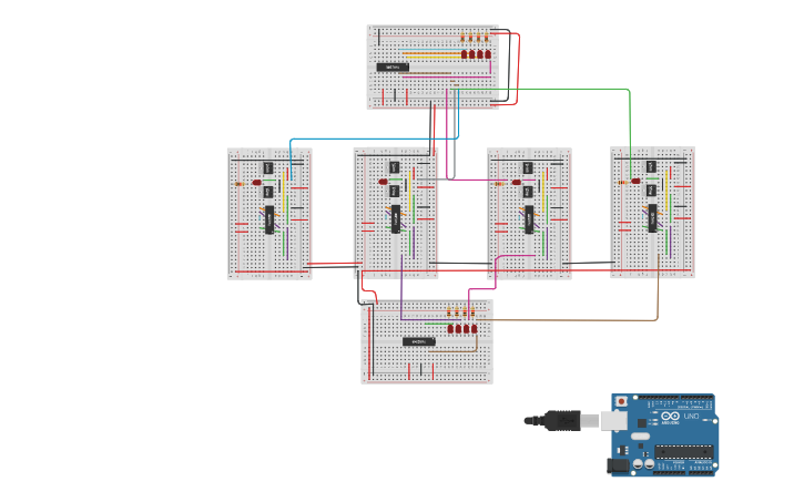 Circuit design Copy of Data transfer using Tri-State Buffer - Tinkercad