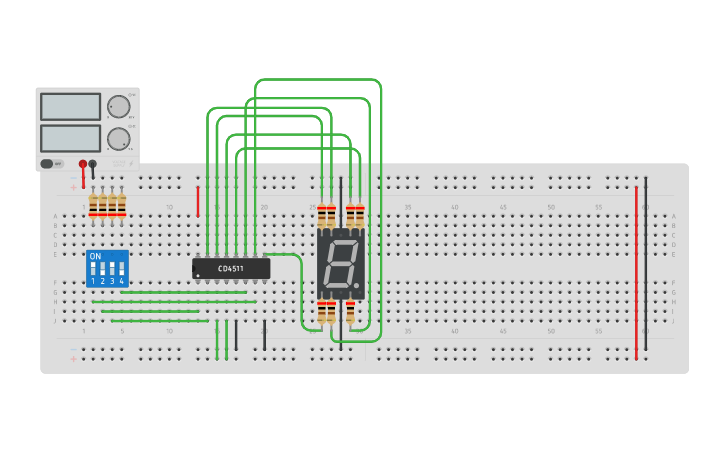 Circuit design Circuito 7 segmentos | Tinkercad