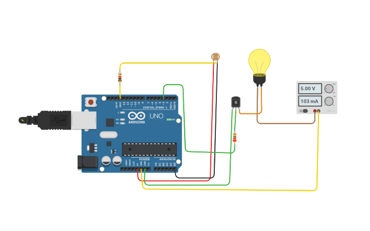 Circuit design smart street light mini project - Tinkercad