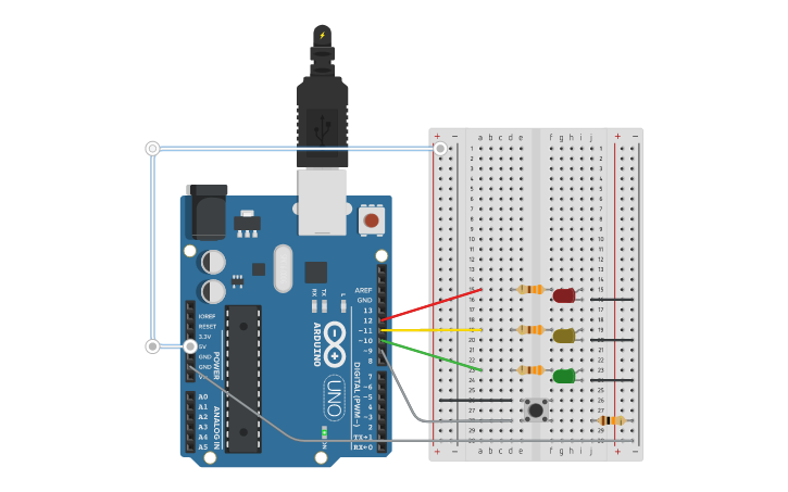 Circuit design Pushbutton - Tinkercad