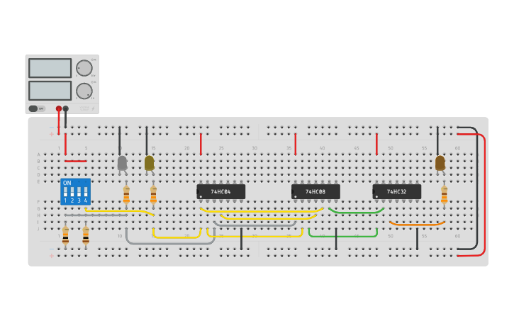 Circuit design Circuito combinacional básico | Tinkercad