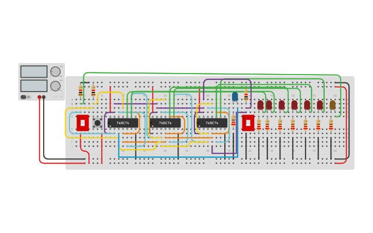 Circuit design shift-register | Tinkercad