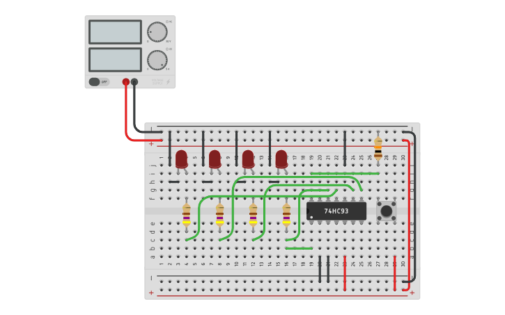 Circuit design Logic simulator Asynchronous counter - Tinkercad