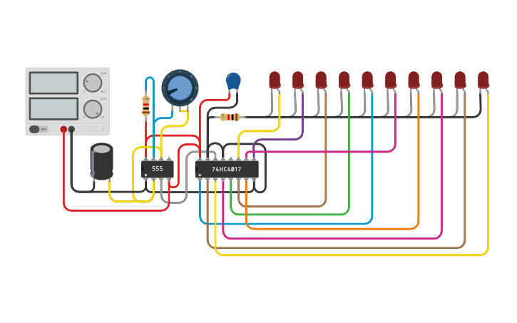 Circuit design decade counter - Tinkercad