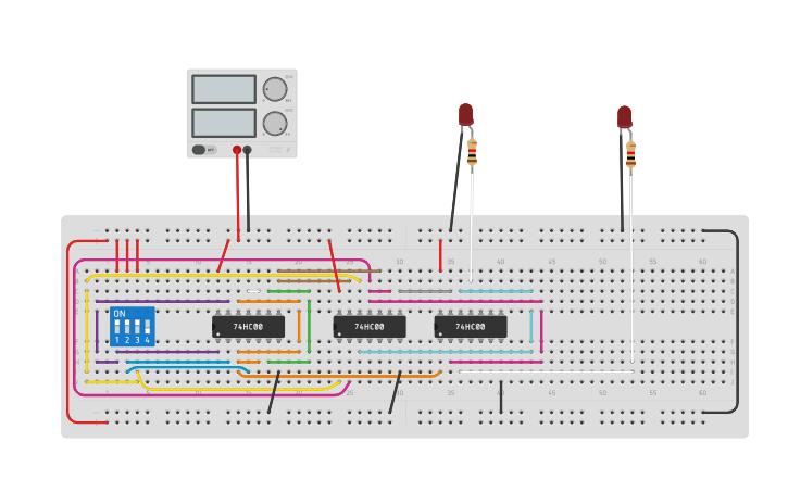Circuit design full adder using nand gate - Tinkercad
