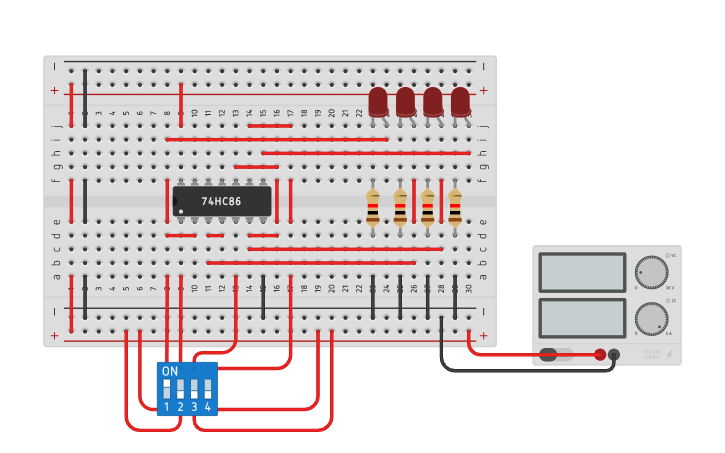 Circuit design Lab5 Task2 GrayToBin | Tinkercad