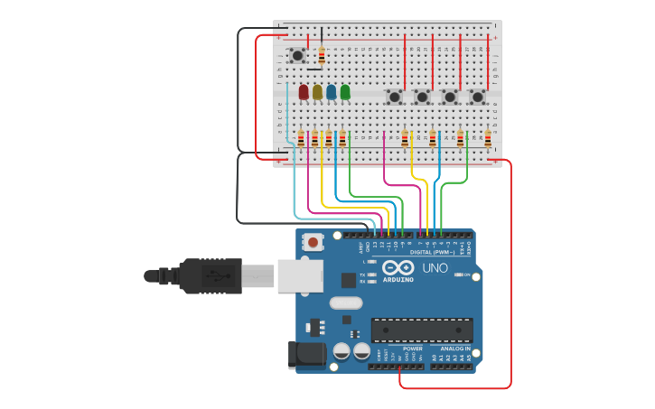 Circuit design APSC 160 Lab 8 Template - Whack a Mole - Tinkercad