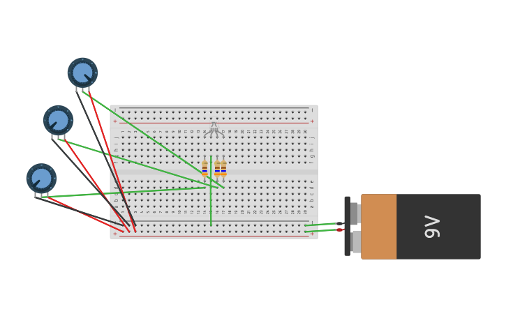 Circuit design ENCENDIDO DE LED RGB - Tinkercad