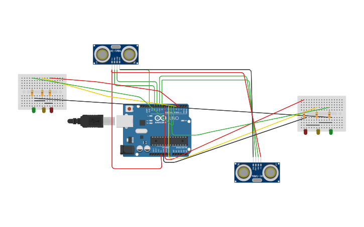 Circuit design Density based traffic control system - Tinkercad