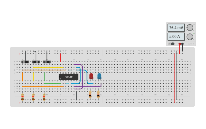 Circuit design R-S Flip-flop - Tinkercad