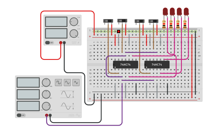 Circuit design PIPO Shift Register | Tinkercad