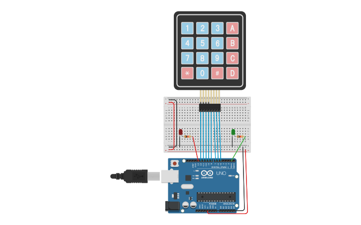 Circuit design 4x4 Keypad Code - Tinkercad