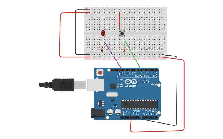 Circuit design Push button - Tinkercad