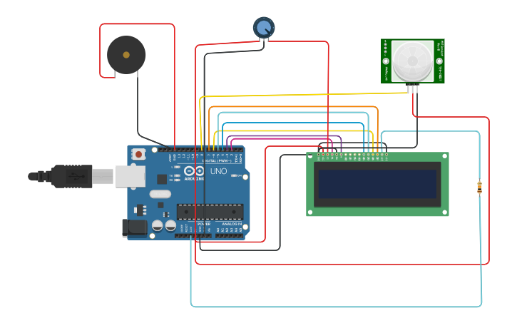 Circuit Design Motion Detector Tinkercad