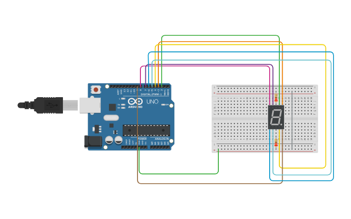 Circuit design 7 Segment Display - Tinkercad