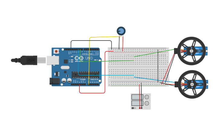 Circuit design continuous servo - Tinkercad