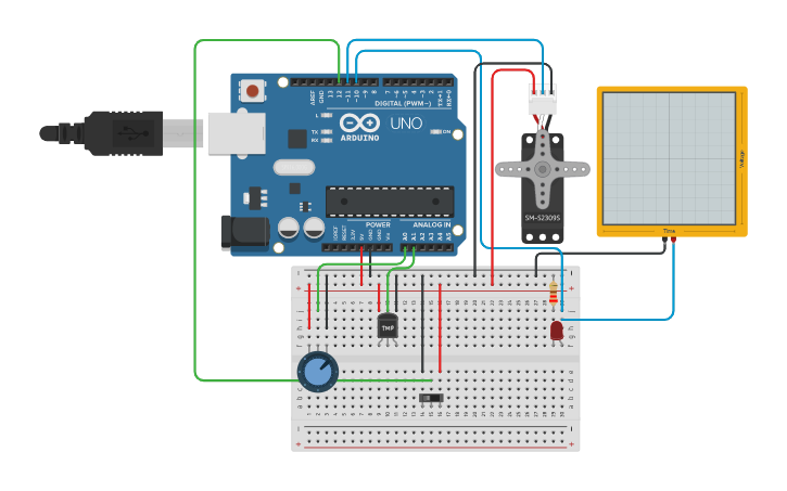 Circuit design Temperature Sensor | Tinkercad