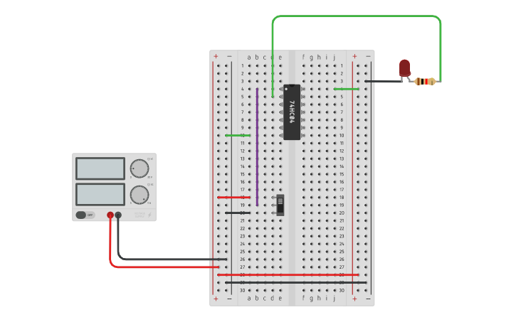 Circuit design NOT-gate | Tinkercad