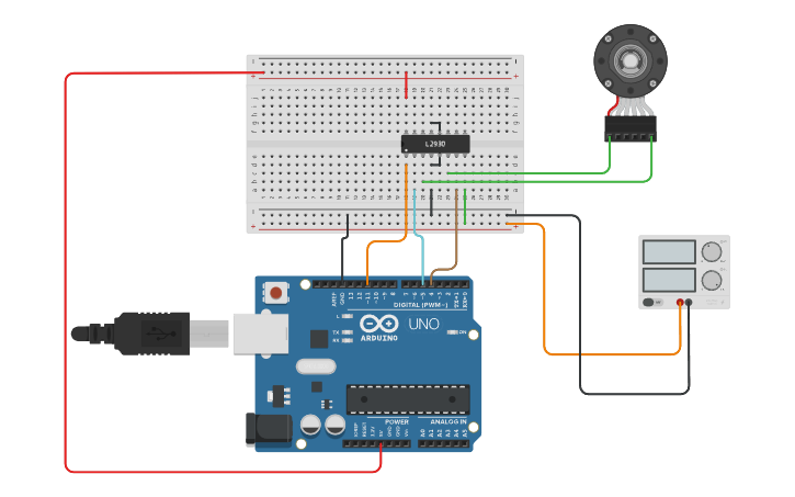 Circuit design Ejemplo MCC | Tinkercad
