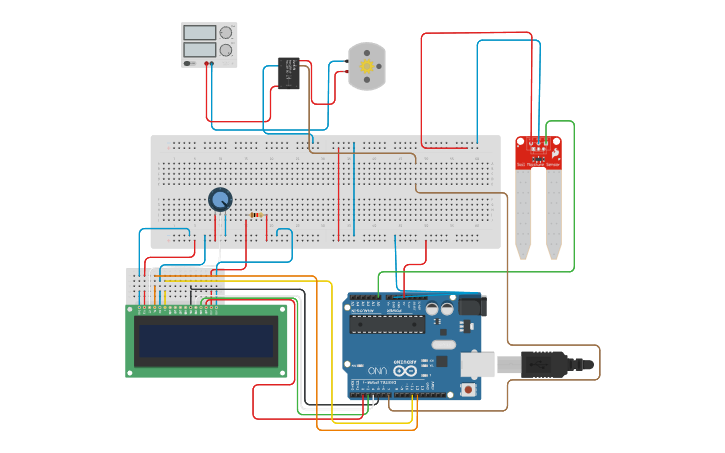 Circuit design Proyecto - Sensor de humedad con lcd - Joseph - Tinkercad