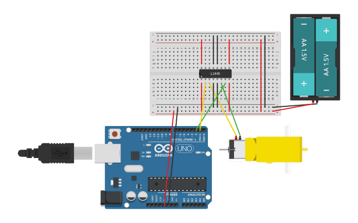 Circuit design Simple 1 DC motor - Tinkercad