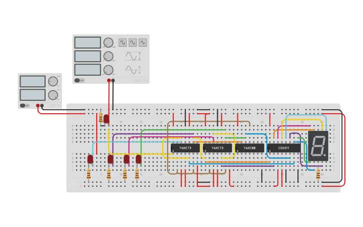 Circuit design BCD counter using JKFF - Tinkercad