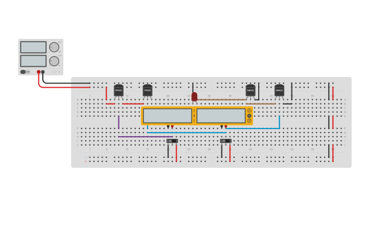 Circuit design CMOS NOR GATE - Tinkercad