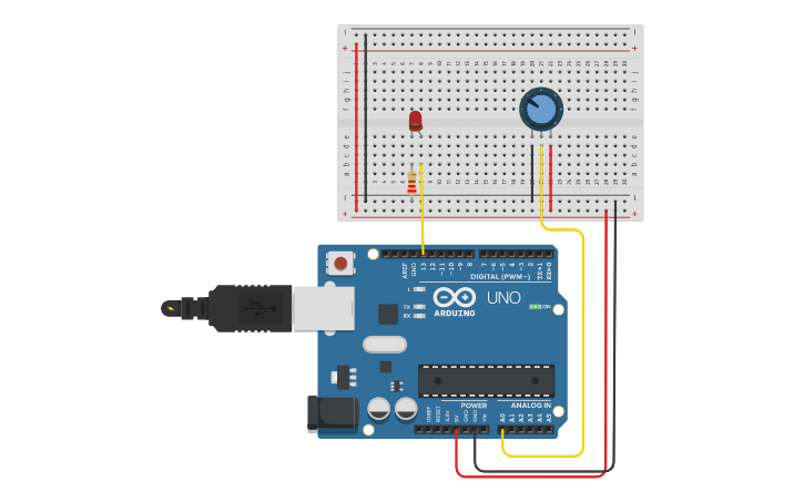 Circuit design Potentiometer with arduino - Tinkercad