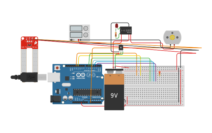 Circuit design automatic plant watering system - Tinkercad