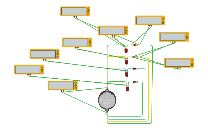 Circuit design Four Leds in parallel - Tinkercad