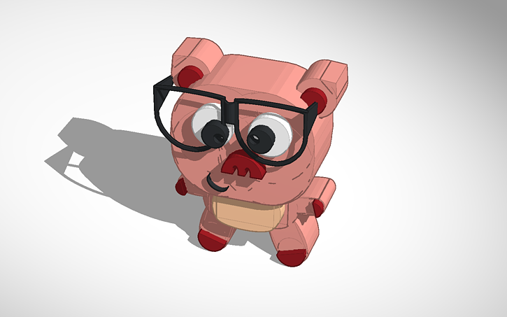 3D design Pig with glasses | Tinkercad