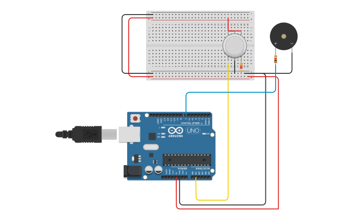 Circuit design GAS DETECTOR - Tinkercad