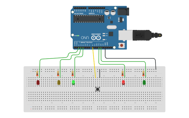 Circuit design Semáforo | Tinkercad