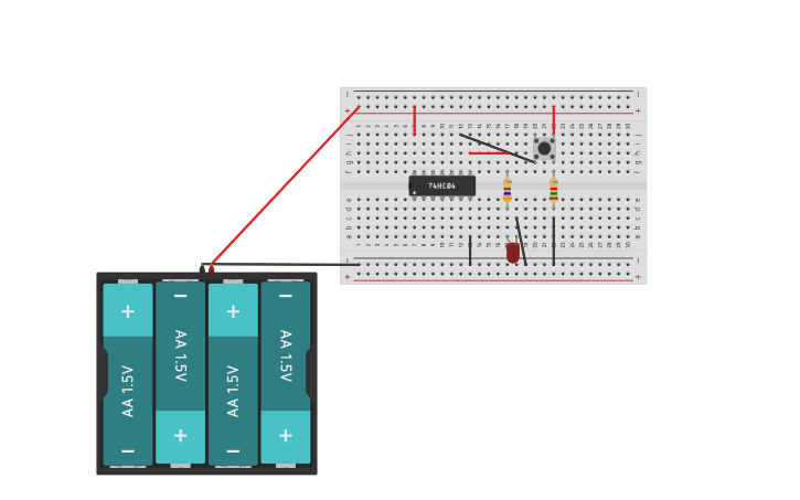 Circuit design Puerta not inversora | Tinkercad