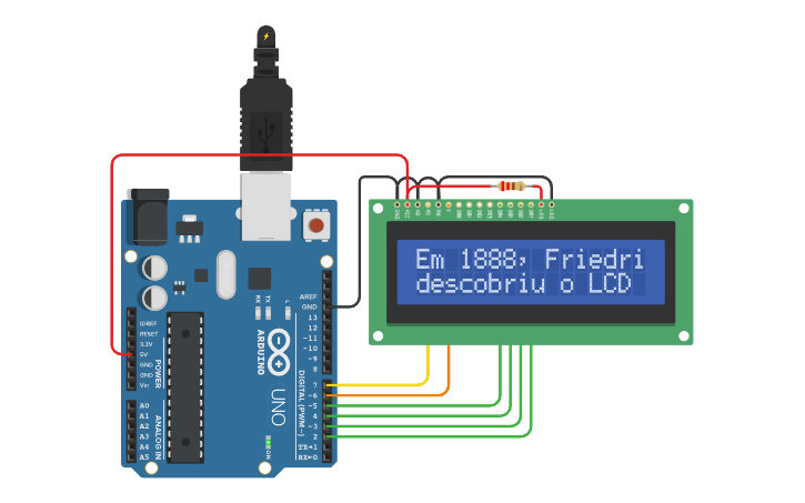 Circuit design LCD scroll - Tinkercad
