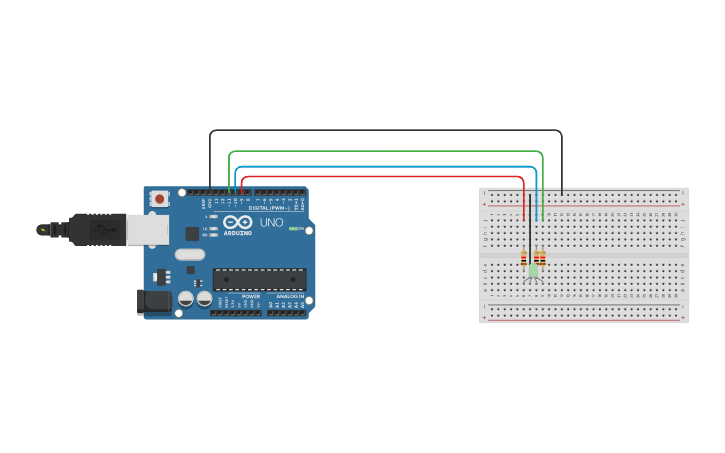 Circuit design Prática 2 - Led RGB | Tinkercad