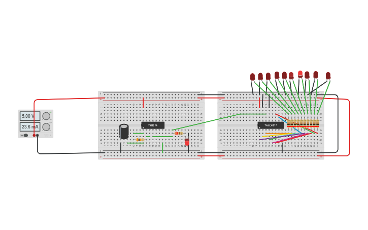 Circuit design Decade Counter(10) - Tinkercad