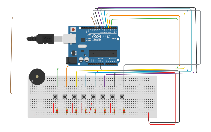 Circuit design Project1 - Piano sound on tinkercad - Tinkercad