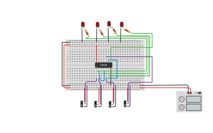 Circuit design Binary to Gray Code Converter - Tinkercad