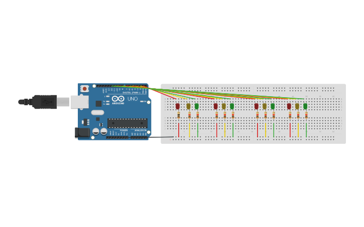 Circuit design M Hannah Intersection Traffic Signal | Tinkercad