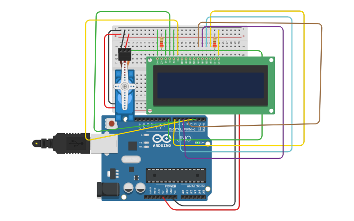 Circuit design servo lcd | Tinkercad